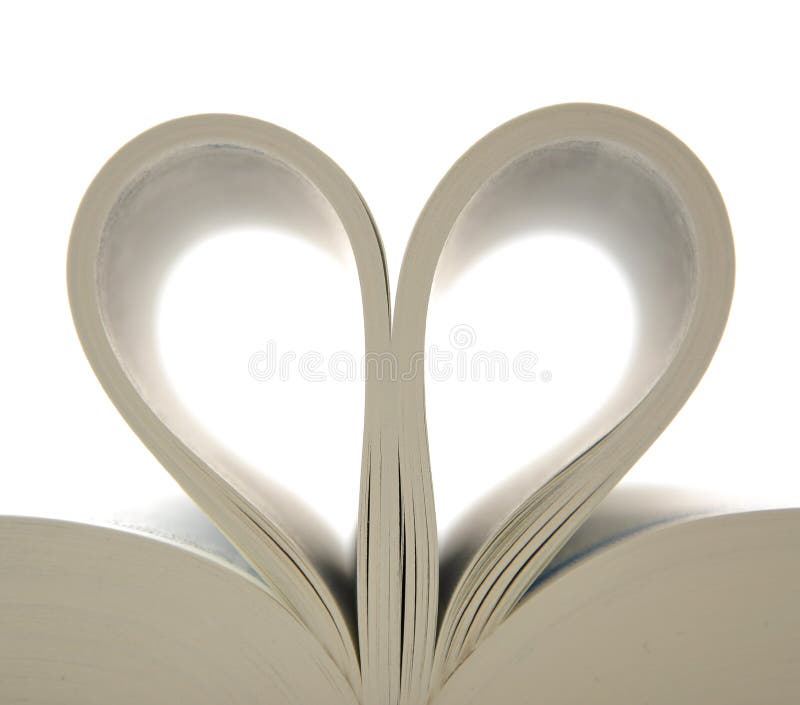 Open Book with Pages Forming Heart Shape . Stock Photo - Image of ...