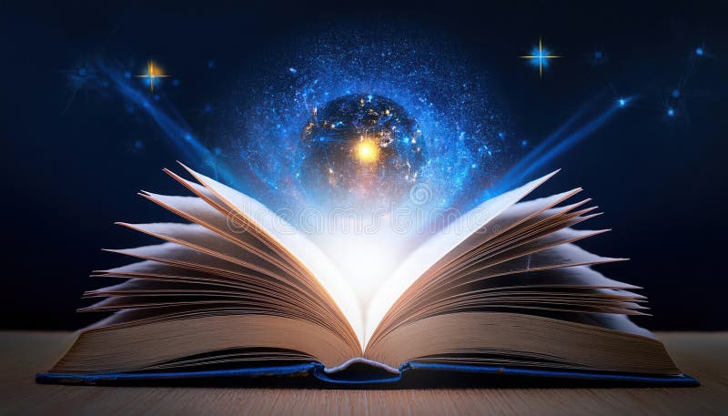 Book Opens To Reveal Glowing Universe, Symbolizing Growth and Knowledge ...