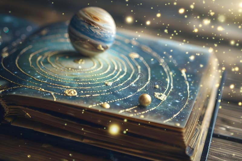 Book Opens To Reveal Solar System Illustration. Concept Astronomy ...