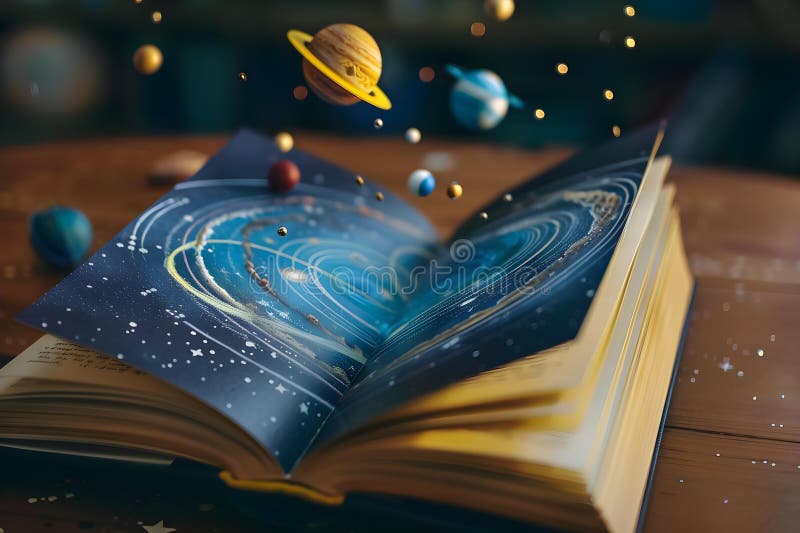 Book Opens To Reveal Solar System Illustration. Concept Space, Solar ...