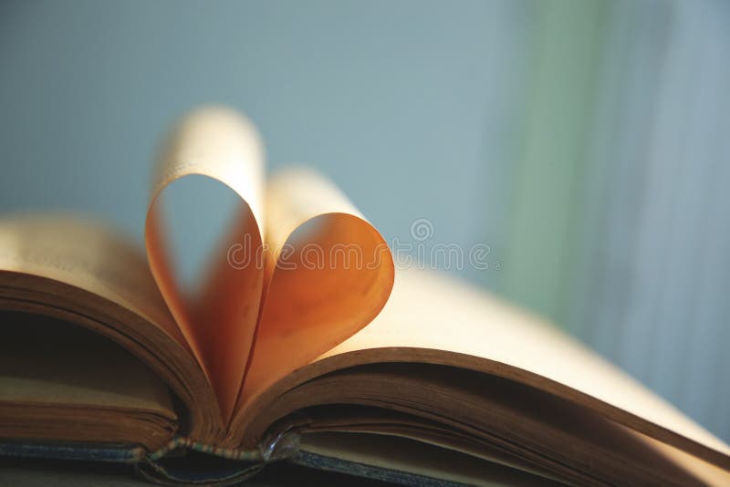 Book Page in Heart Shape with Old Paper Stock Photo - Image of document ...