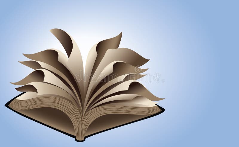 Flying Open Book with Fluttering Pages Stock Illustration ...