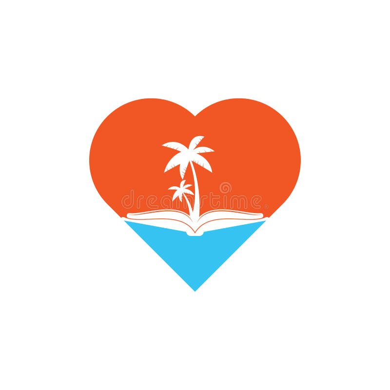 Book and Palm Tree Heart Shape Concept Logo Design Stock Vector ...