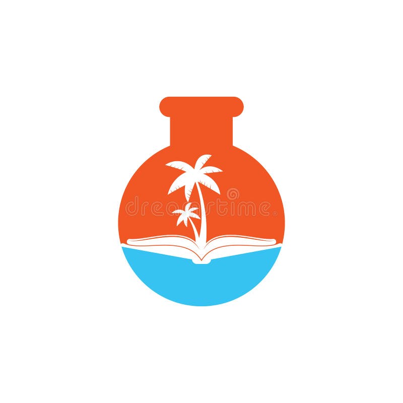 Book and Palm Tree Lab Shape Concept Logo Design Stock Vector ...