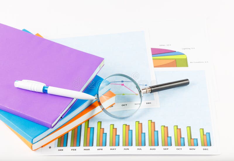 Book and Papers Charts Successful for Business Stock Photo - Image of ...
