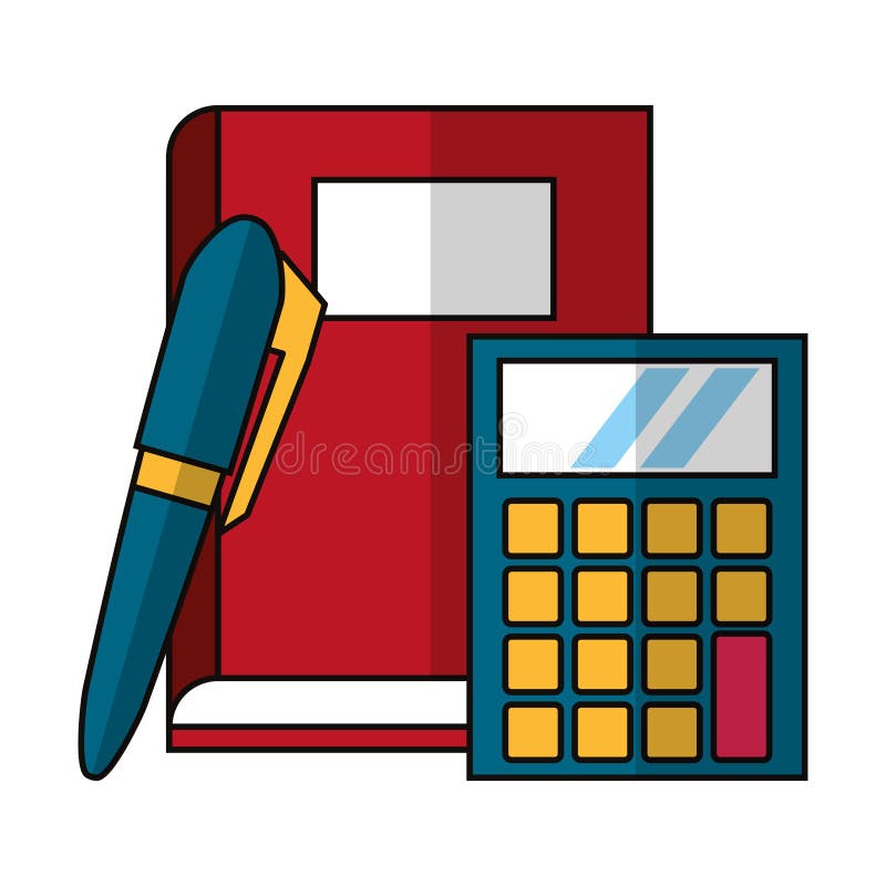 Book with Pen and Calculator Stock Vector - Illustration of learning ...