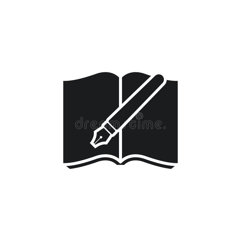 Book and Pen Icon Flat Vector Illustration Stock Vector - Illustration ...