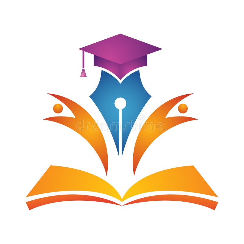 Book and pen logo symbol. stock vector. Illustration of graduation ...