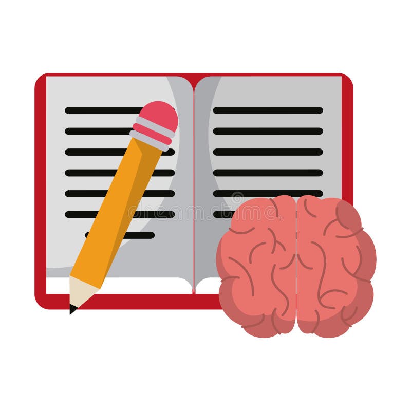 Book Brain and Pencil Design Stock Vector - Illustration of invention ...