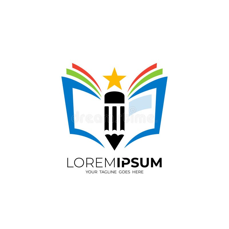 Book and Pencil Design Education, Book Logo As a Source of Knowledge ...