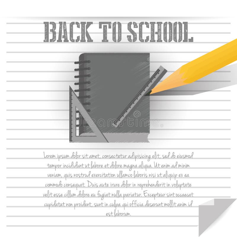 Book, Pencil and Ruler with White Space for Text Stock Vector ...