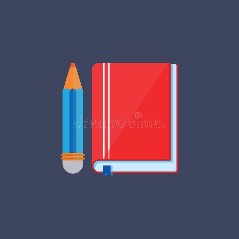 Book and Pencil. Vector Illustration Decorative Design Stock Vector ...