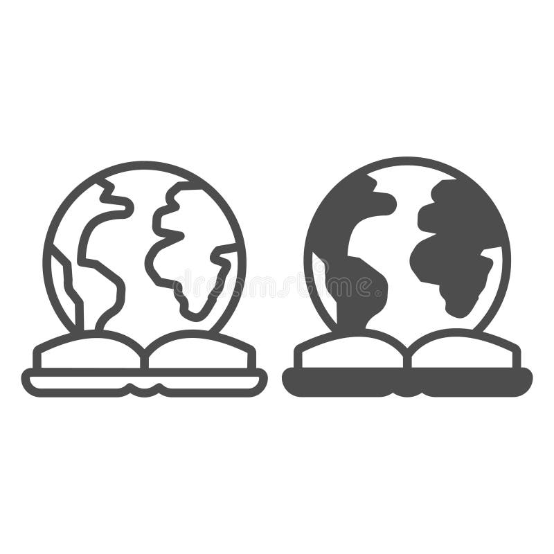 Book and Planet Earth Line and Solid Icon, Eco Tourism Concept. Vector Graphics Stock Vector ...