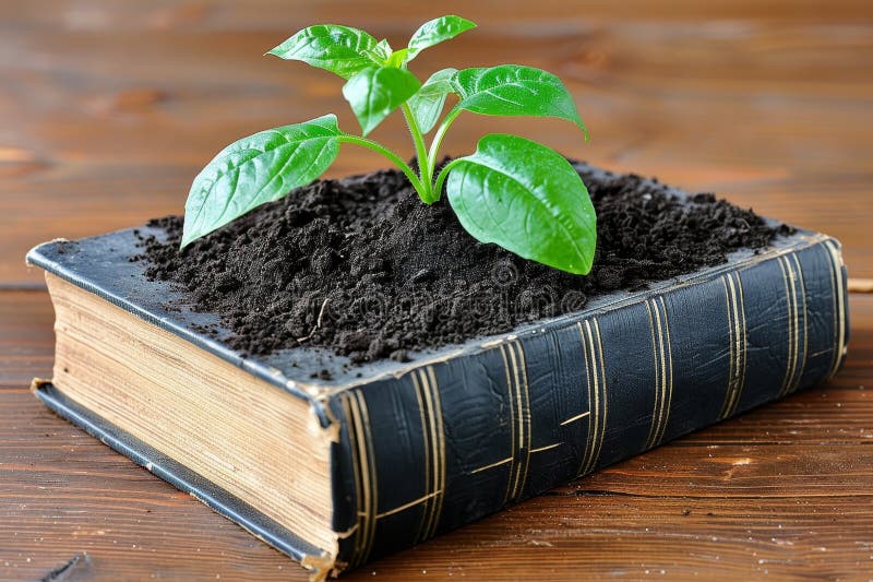 Book with Plant Sprouting, Symbolizes Educational Growth and ...