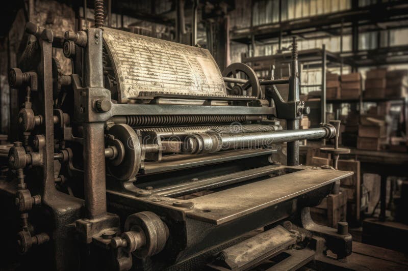 Book Press Machine Print. Generate Ai Stock Illustration - Illustration ...
