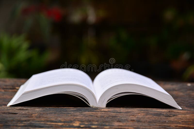 The Book Put on Wooden Table on Dark Background Stock Image - Image of ...