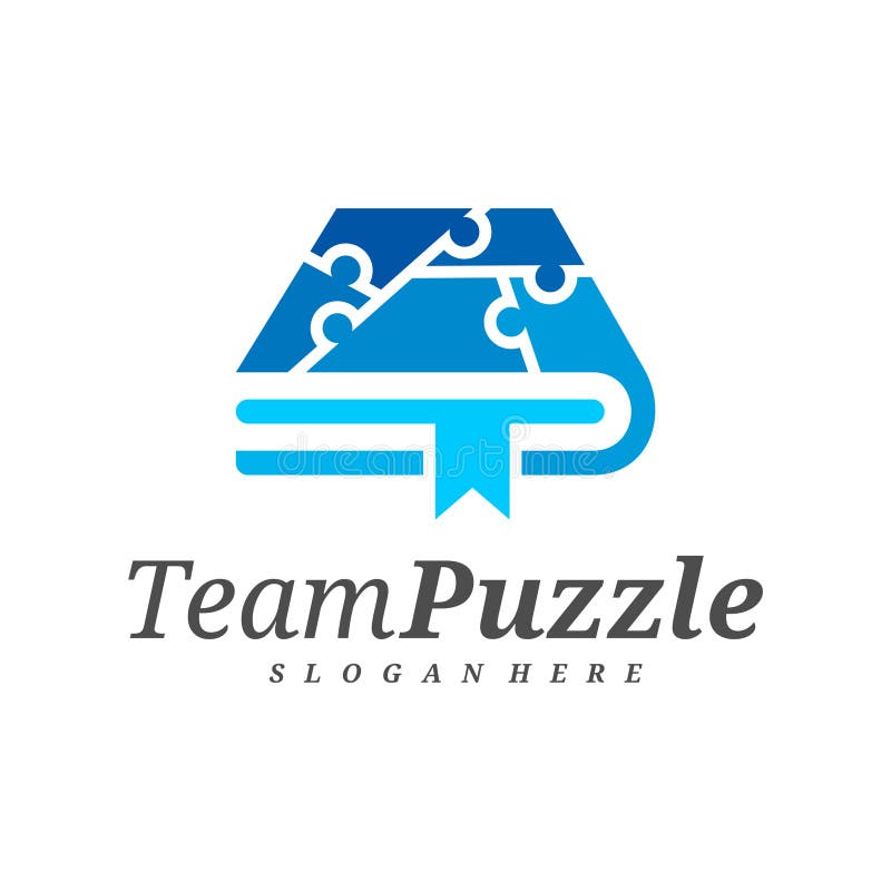 Book Puzzle Logo Design Vector Template, Vector Label of Puzzle ...