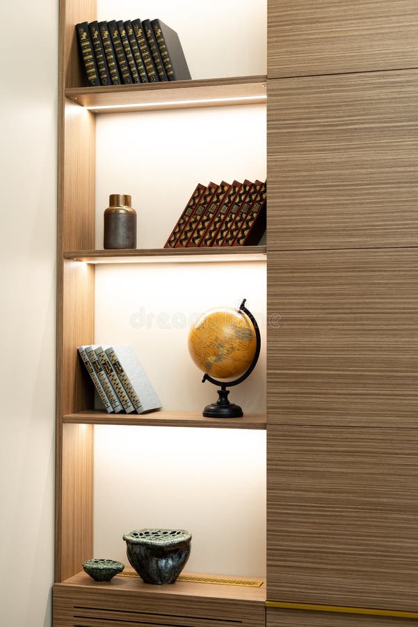 Book Rack with Books and Globe in the Office Modern Interior. Soft ...