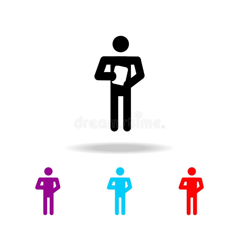 Book Reader Man Standing Silhouette Icon. Elements of People in ...