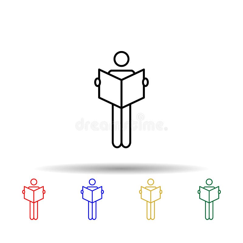 Book, Reader Multi Color Icon. Simple Thin Line, Outline Vector of ...