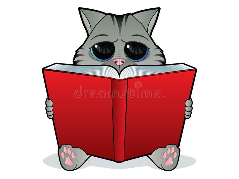 Book Reading Cat stock vector. Illustration of element - 23591383