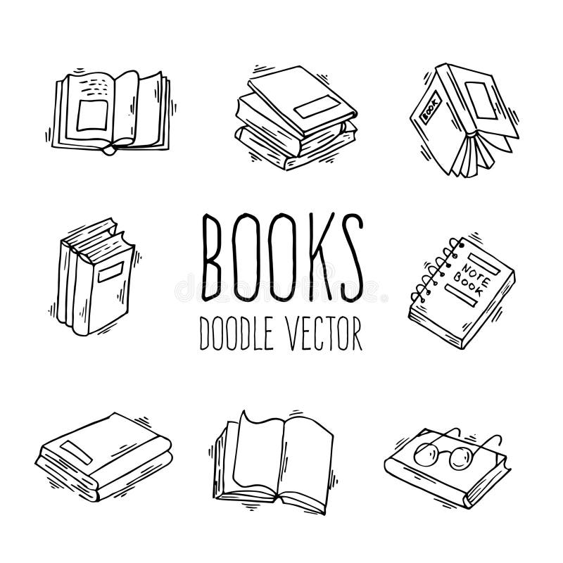 Book for Reading Hand Drawn Collection Stock Vector - Illustration of ...