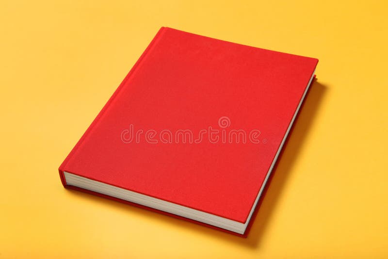 Book with Red Cover on Yellow Background Stock Image - Image of ...