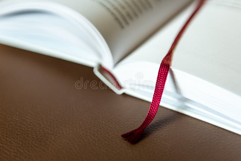 Book with Red Fabric Bookmark Stock Image - Image of open, reading ...