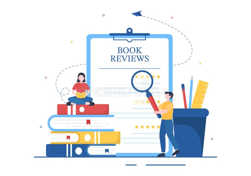 Book Review Template Hand Drawn Cartoon Flat Illustration with Reader ...