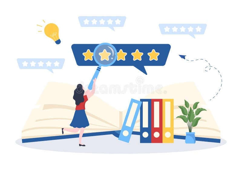 Book Review Template Hand Drawn Cartoon Flat Illustration with Reader ...