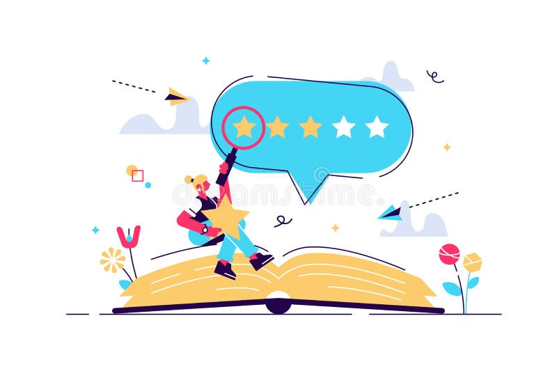Book Review Vector Illustration. Reading Feedback Flat Tiny Persons ...