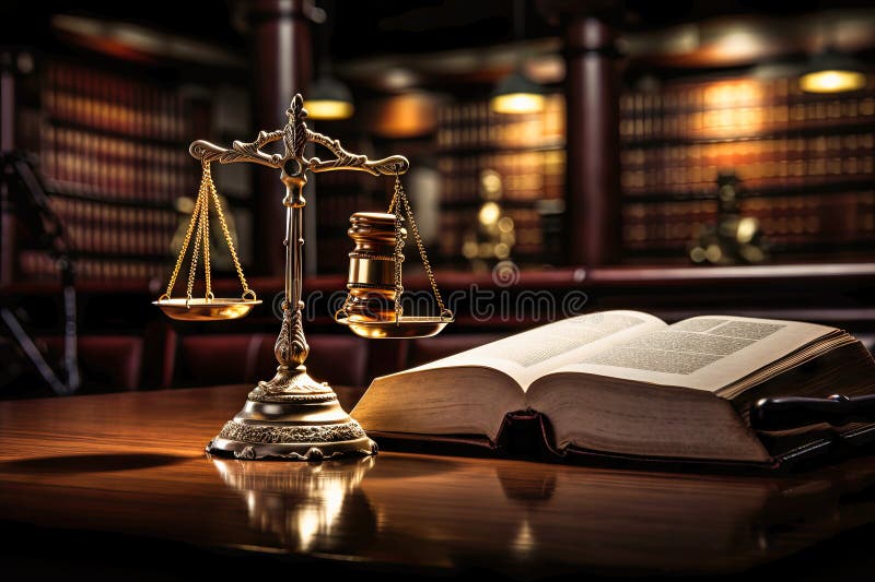 Book and Scale on Table in Library Stock Photo - Image of balance ...