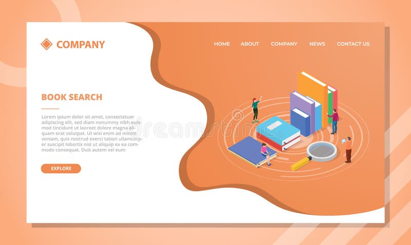 Book Search Concept for Website Template or Landing Homepage Design ...