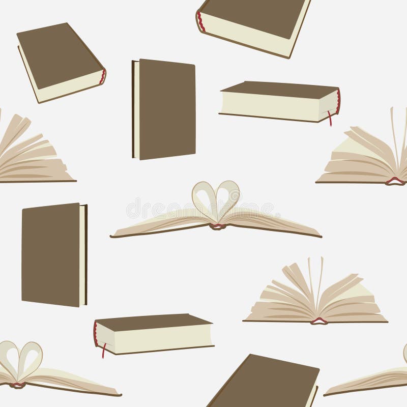 Book Set in Various Shapes. Knowledge Symbol. Seamless Vector Pattern ...