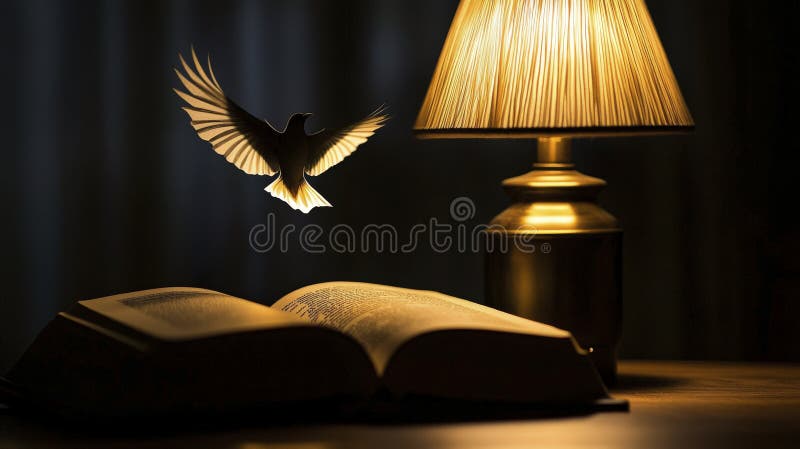 Book Shadow Transformation a Mystical Lighting Scene with a Lamp and ...