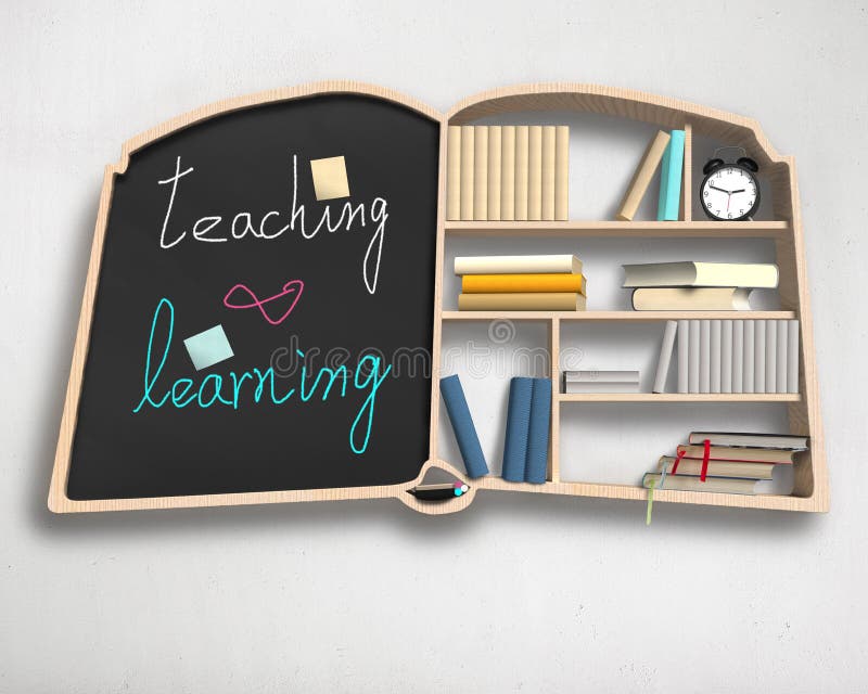 Bookshelf in book shape stock illustration. Illustration of classroom ...