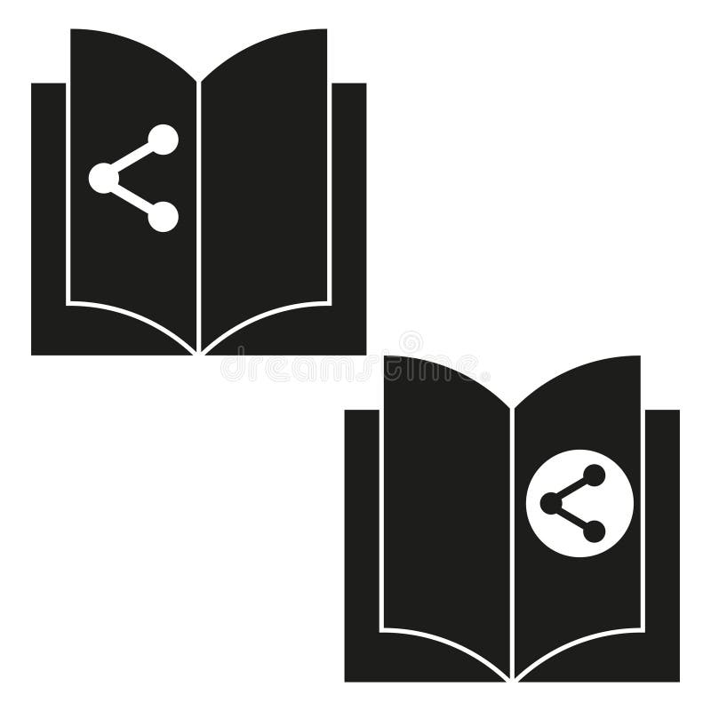 Book with Share Icon. Vector Design. Black and White. Digital Reading ...