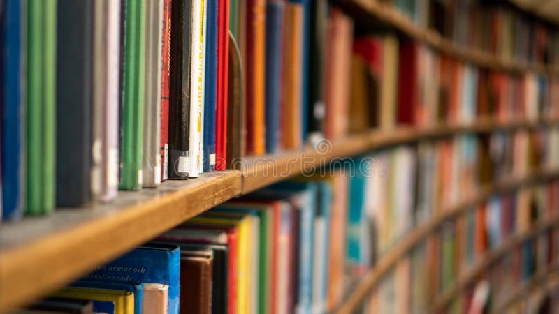 Book on a Shelf in the Oval Shaped Library Stock Image - Image of ...