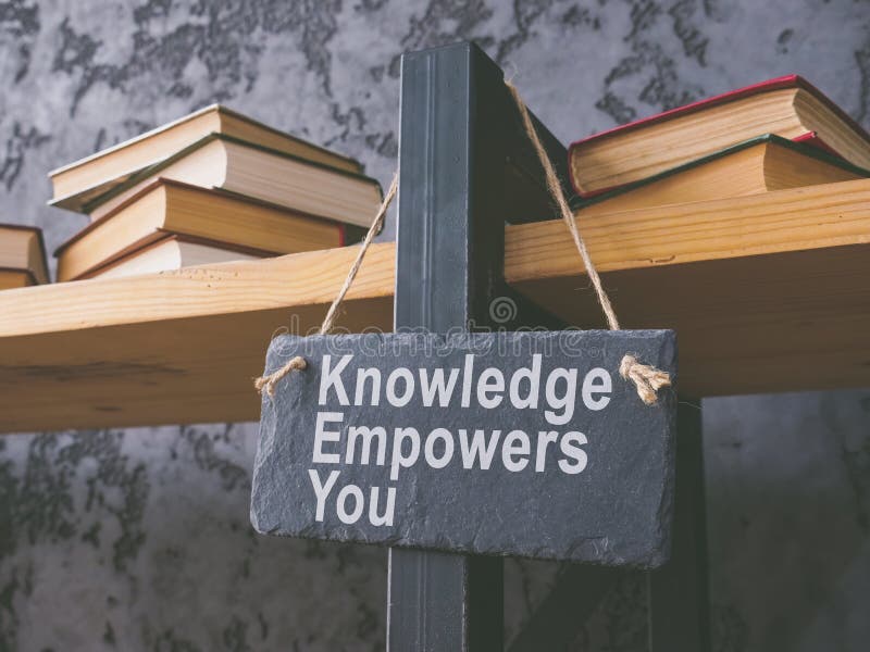 Book Shelf and Plate Knowledge Empowers You. Stock Image - Image of ...