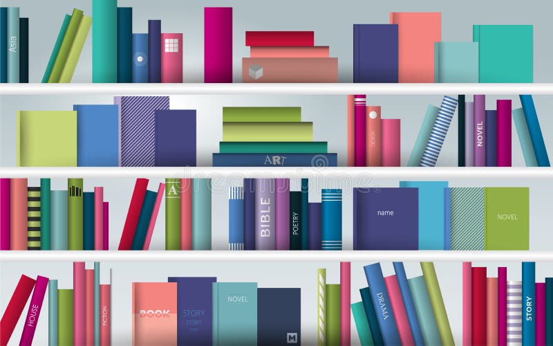 Book Shelf. Realistic Vector Illustration Stock Vector - Illustration ...