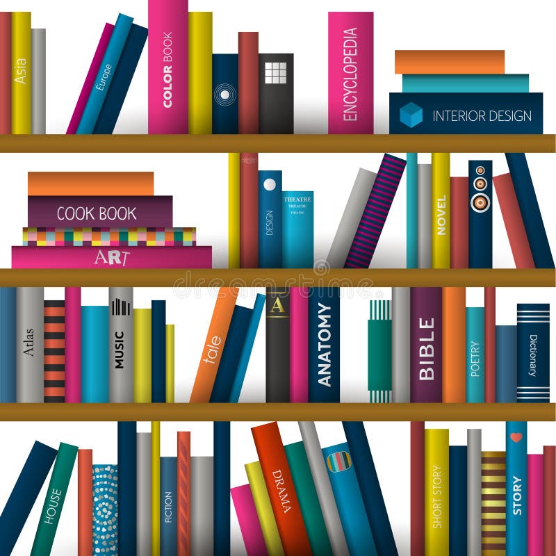 Book Shelf. Realistic Vector Illustration Stock Vector - Illustration ...