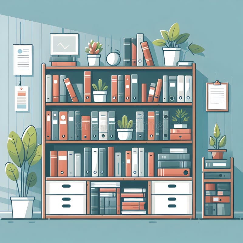 Book Shelves and Bookcase of Library or Bookstore Stock Illustration ...