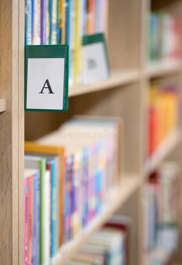 Book Shelves with Books in Library Stock Image - Image of letter ...