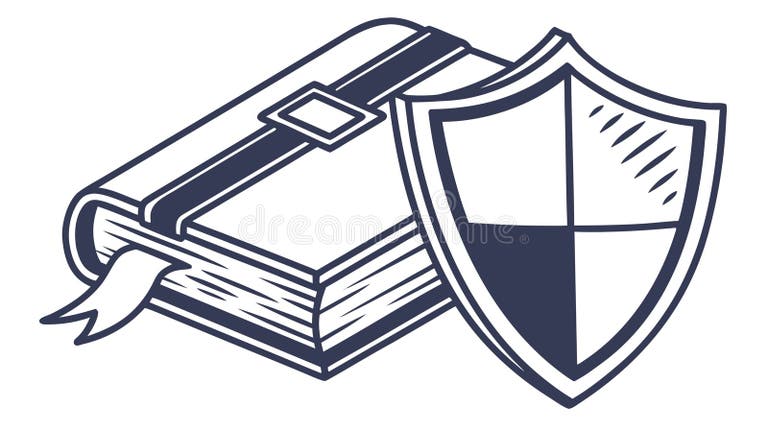 Book with Shield Icon, Knowledge Protection and Security, Vector Design ...