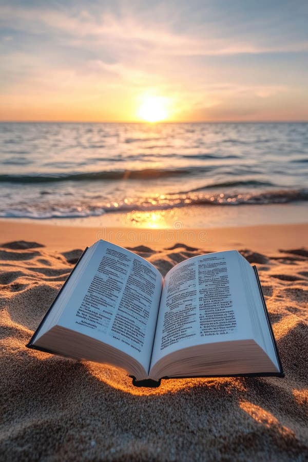 A Book Sits on the Edge of a Sandy Beach, Perfect for Reading while ...