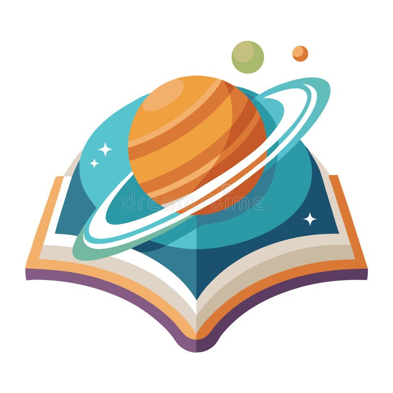 Book of Space: Open Book with Saturn and Planets Illustration Stock ...