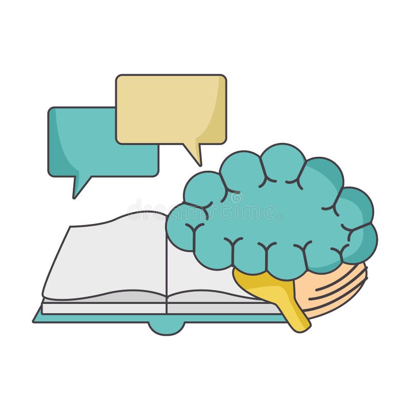 Book, Speech Bubbles and Brain, Colorful Design Stock Vector ...