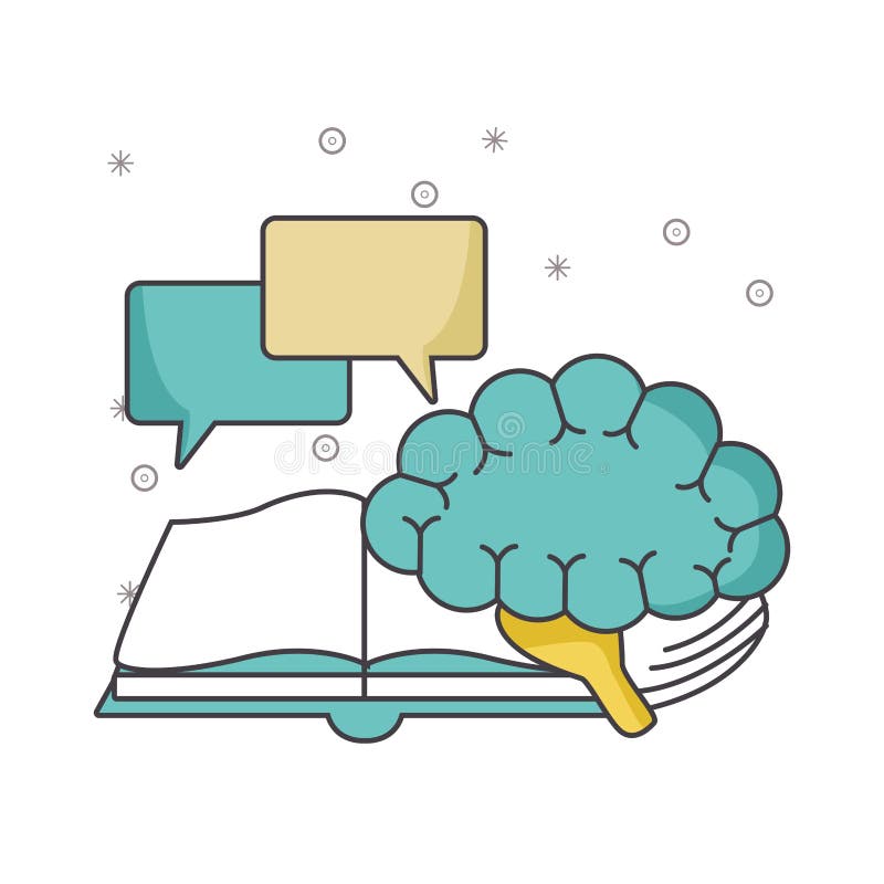 Book with Speech Bubbles and Brain, Colorful Design Stock Vector ...
