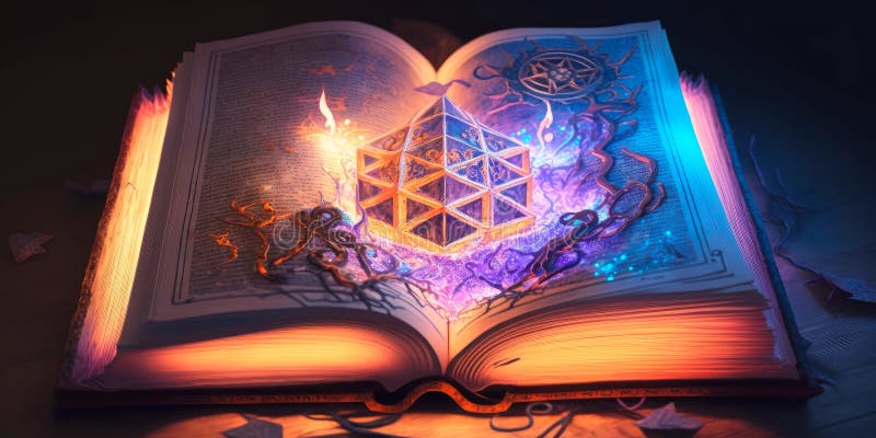 Book of Spells with Glowing Pages and Magical Symbols Generative AI ...