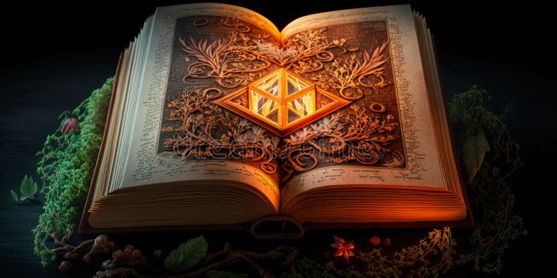 Book of Spells with Glowing Pages and Magical Symbols Generative AI ...